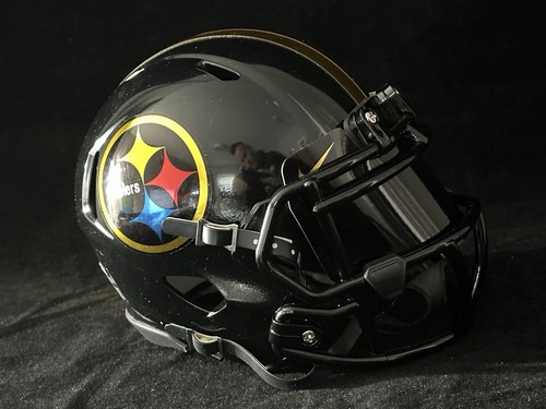 Pittsburgh Steelers Blackout Mini Helmet With Chrome Decals!!!🔥🔥🔥 | eBay