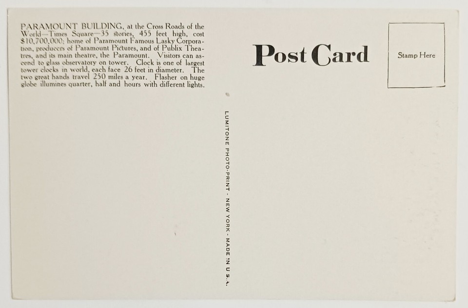 Vintage Views From Paramount Building New York City Postcard | eBay