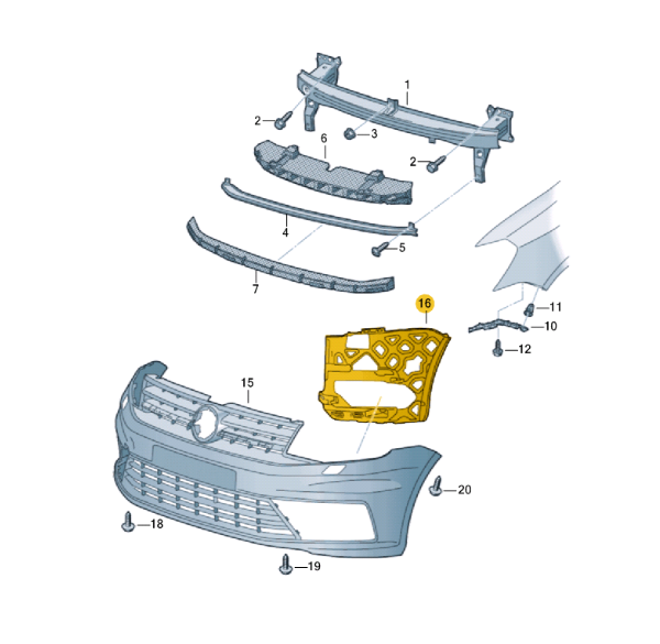 Genuine Volkswagen Caddy 2016 Front Bumper Left Support Element ...