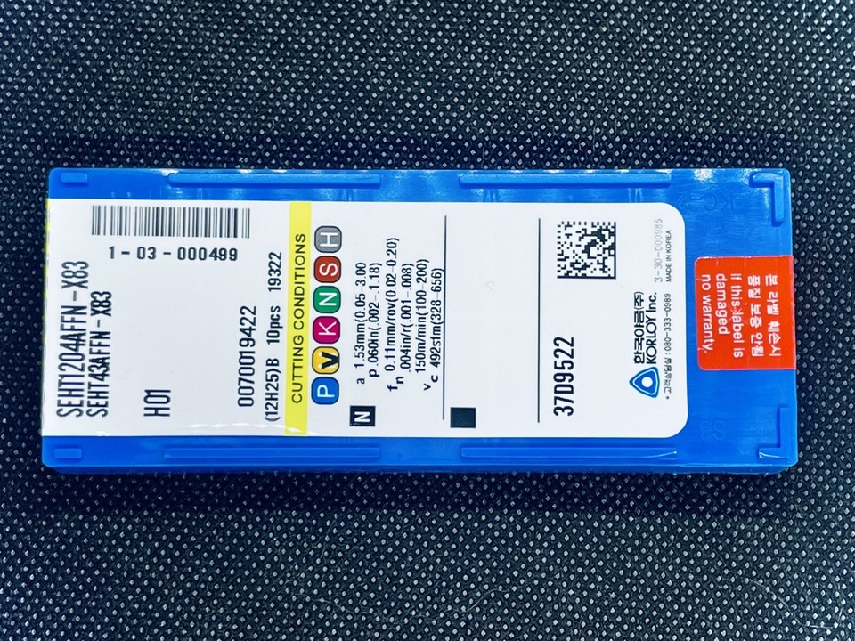 KORLOY SEHT 1204 AFFN-X83 H01 Carbide Inserts / SEHT 43 AFFN-X83 H01 10 ...