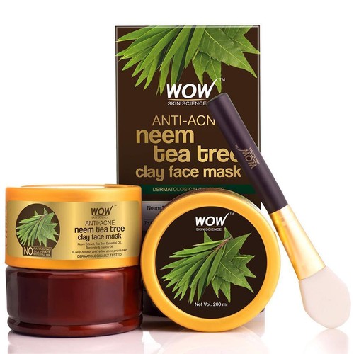WOW Skin Science Anti-Acne Neem & Tea Tree Clay Face Mask for ...