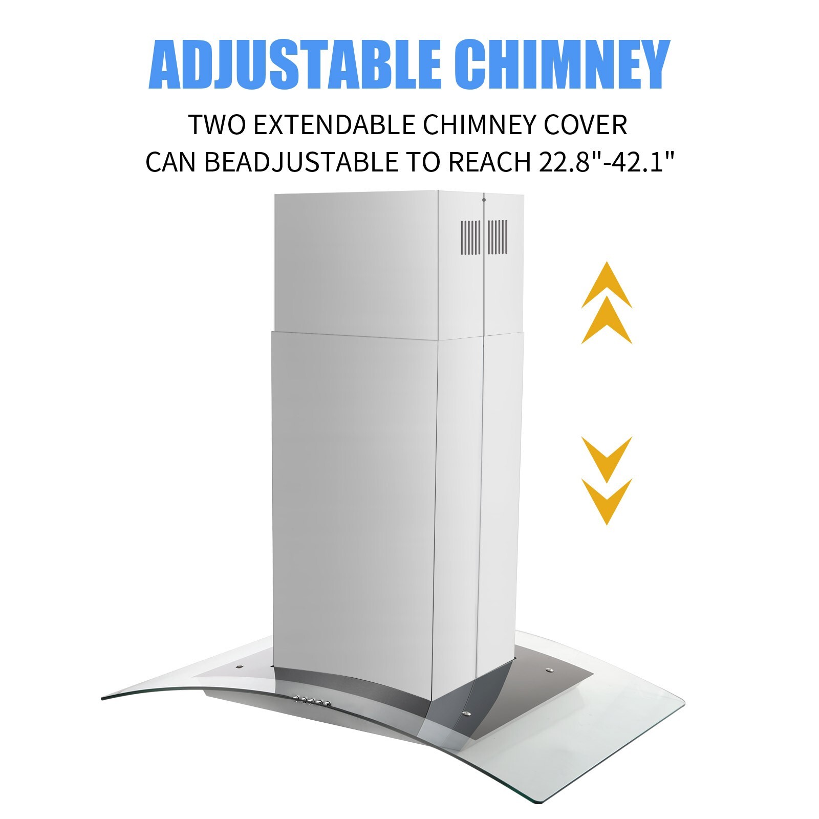 30in Island Mount Range Hood 900CFM Stainless Steel Vent 3-Speed Cook ...