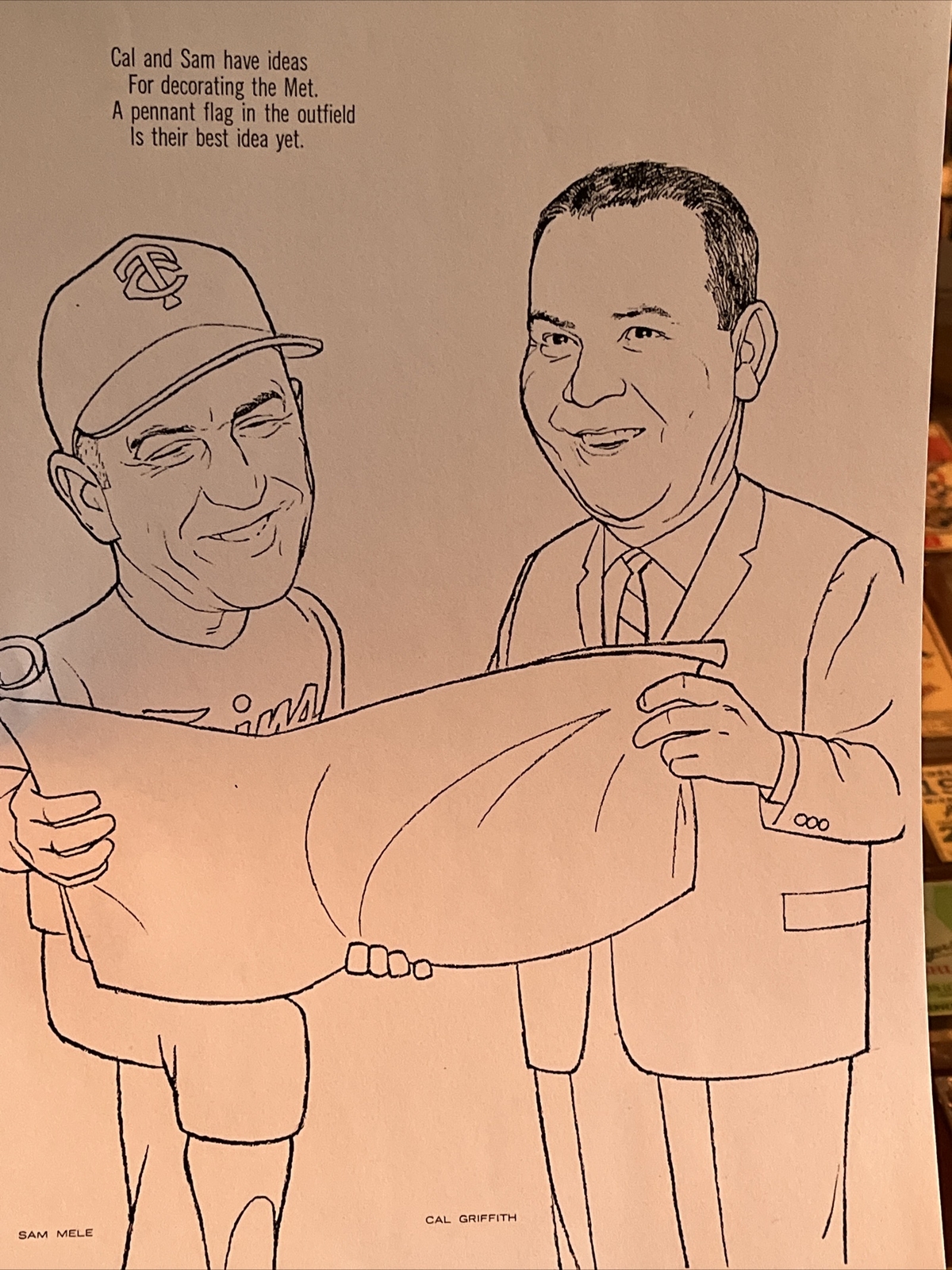 Calvin Griffith Signed Paper With Image From Twins coloring Book | eBay