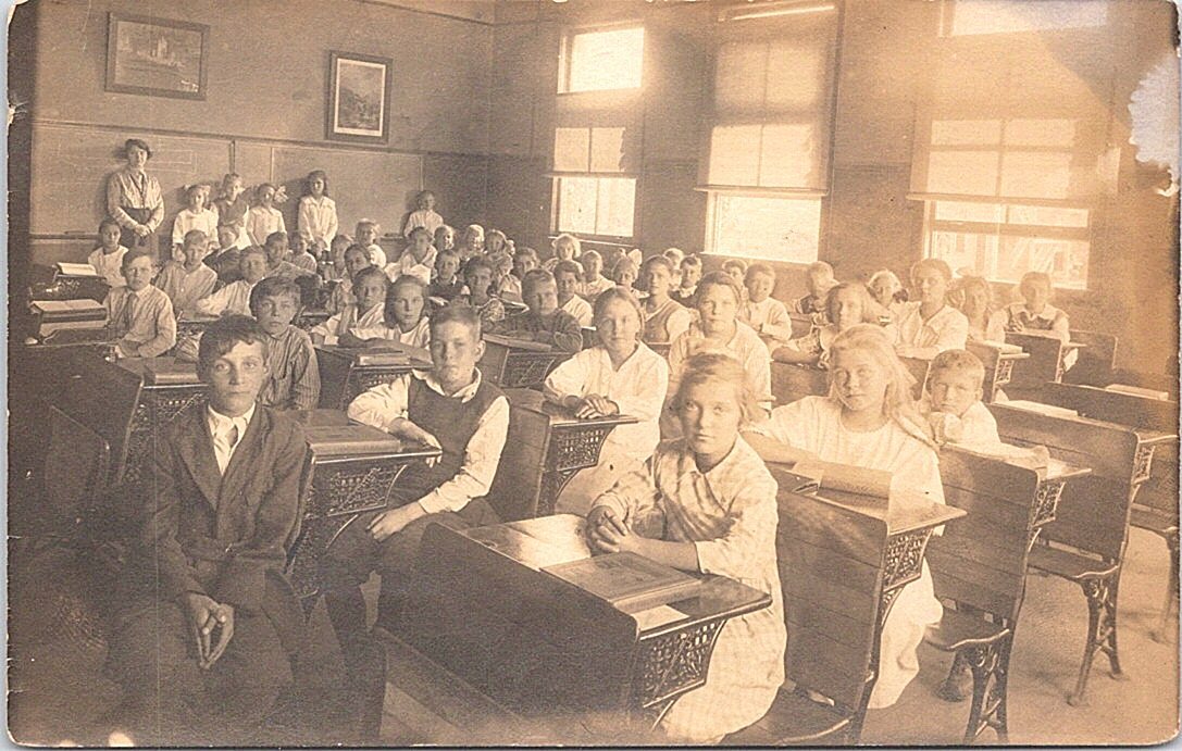 RPPC School House Scene Classroom Interior w/ Students at Desks early ...