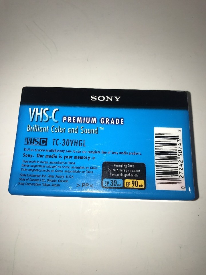 Sony VHS-C Tape TC-30VHGL Premium Grade 30 Minute New Factory Sealed | eBay