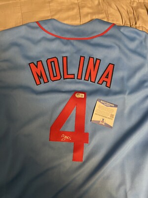 Yadier Molina Signed Blue Baseball Jersey AUTO Autographed JSA COA | eBay
