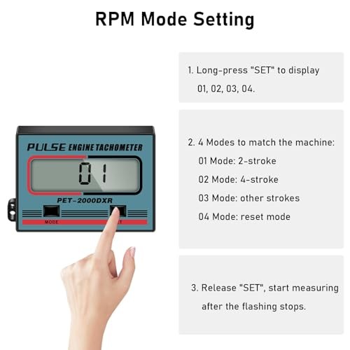 Digital Tachometer, 2 Stroke 4 Stroke Small Engine Tachometer, Blue ...