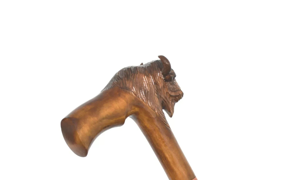 Handmade Bison Walking Stick Handcrafted Wooden Cane Woodcarving ...