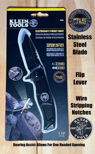 Klein Tools 44228 Electrician's Bearing-Assisted Folding Pocket Knife ...