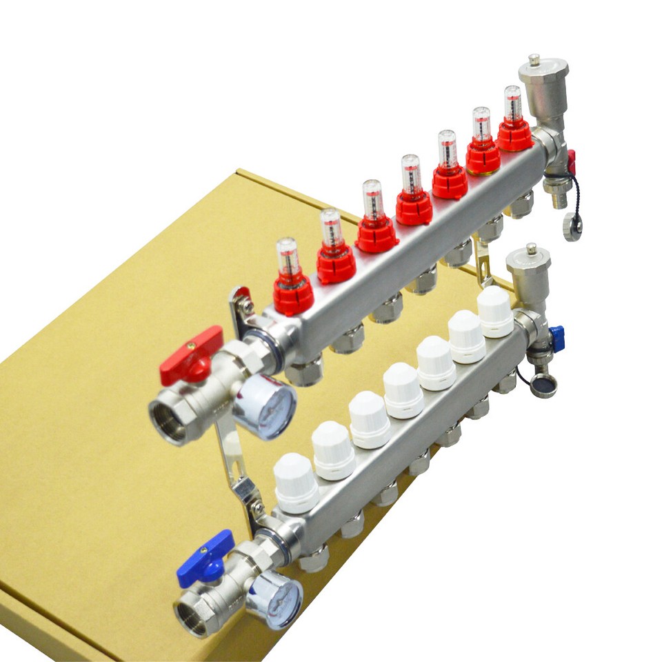 Floor Heat Manifold 2-12 Loop Outdoor Wood Furnace Boiler PEX Tubing ...