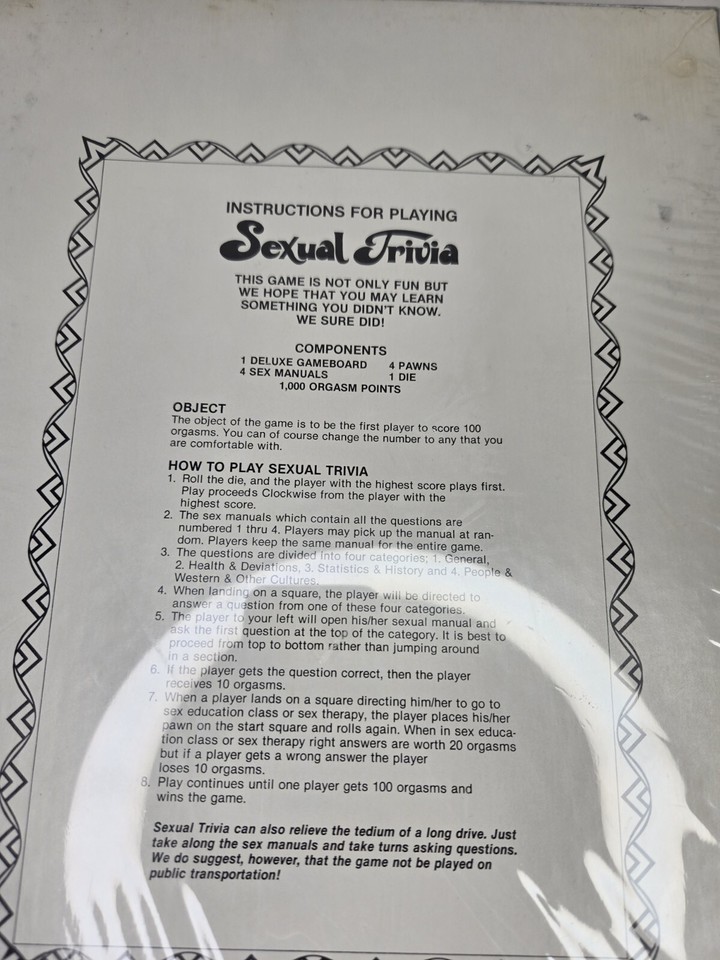 SEALED Vintage Sexual Trivia Board Game 1984 Baron Scott Sexy Adult ...