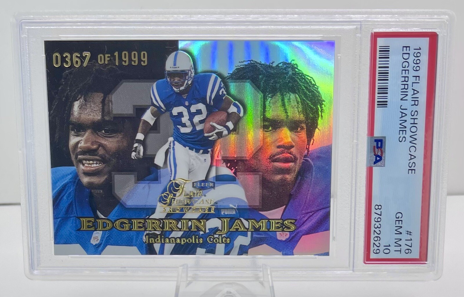 1999 Flair Showcase /1999 Edgerrin James #176 PSA 10 GEM MT Rookie RC ...