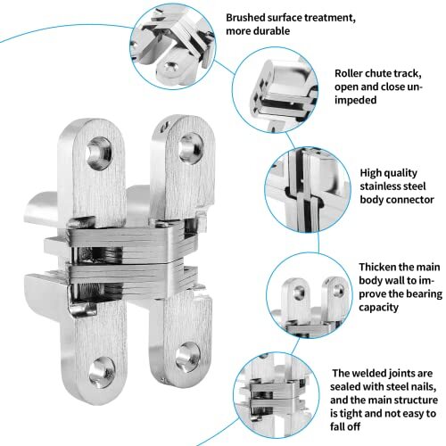LifCratms Pair of 2-3/4" Hidden Gate Hinges Stainless Steel Invisible ...