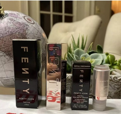 FENTY Icon Semi Matte Lipstick Refill in MOTHA LUVA & Case Set NIB $32 ...