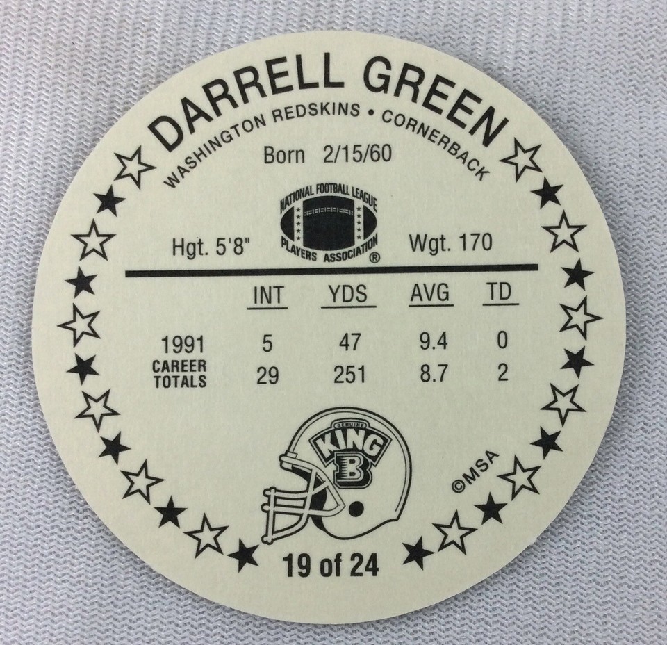 NFL 1992 King B Football Disc - Washington Redskins - Darrell Green | eBay