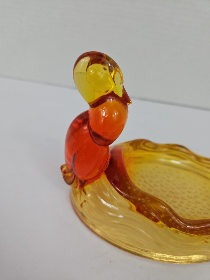 Fenton Glass Duck Amberina Soap Dish Trinket Verlys Mold Bird Pond ...
