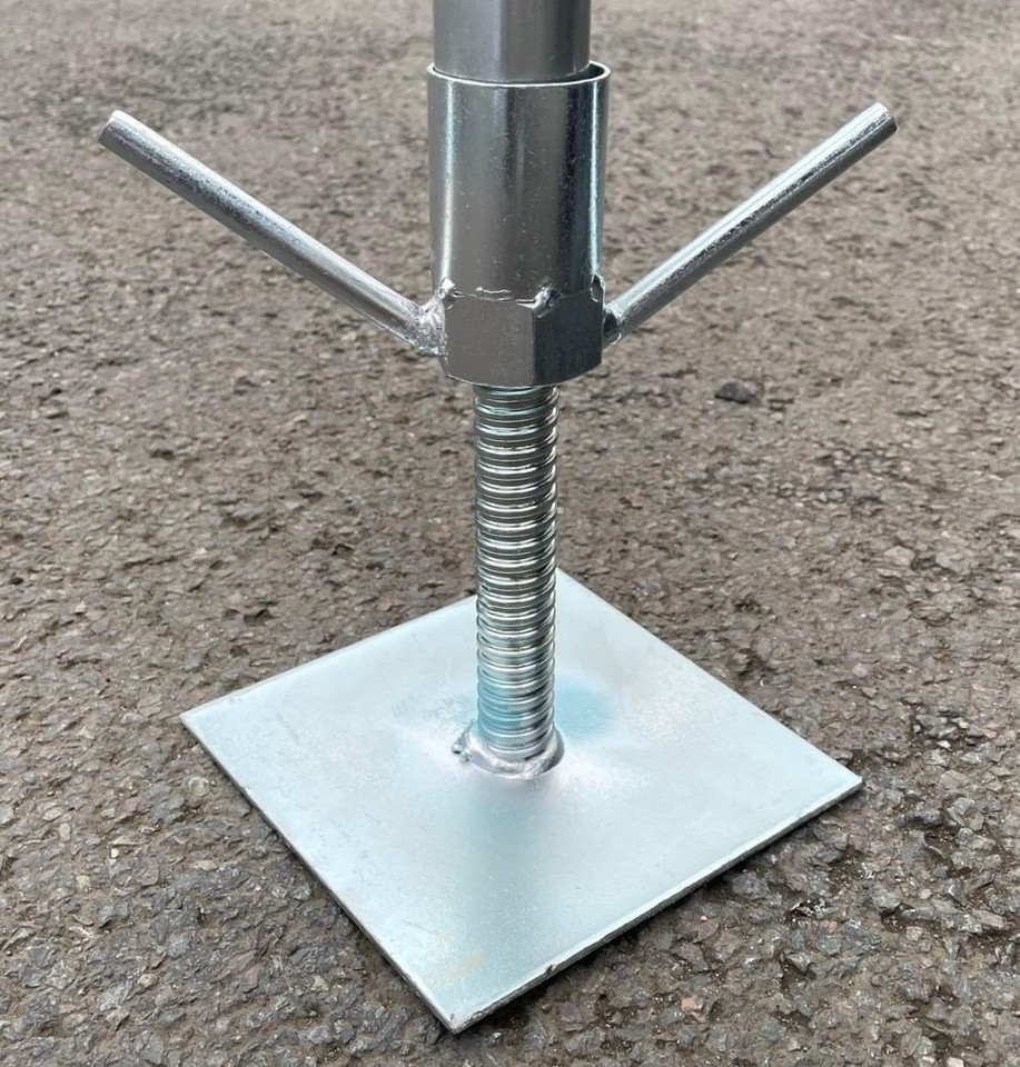 Adjustable Scaffold Base Plates, Zinc Plated, 150mm Footprint, 38mm ...