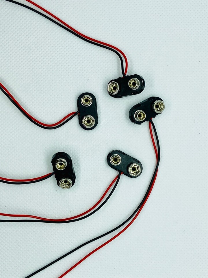 DC 9 Volt 9V SNAP ON BATTERY CLIP CONNECTOR T Type (t) Choose Quantity ...