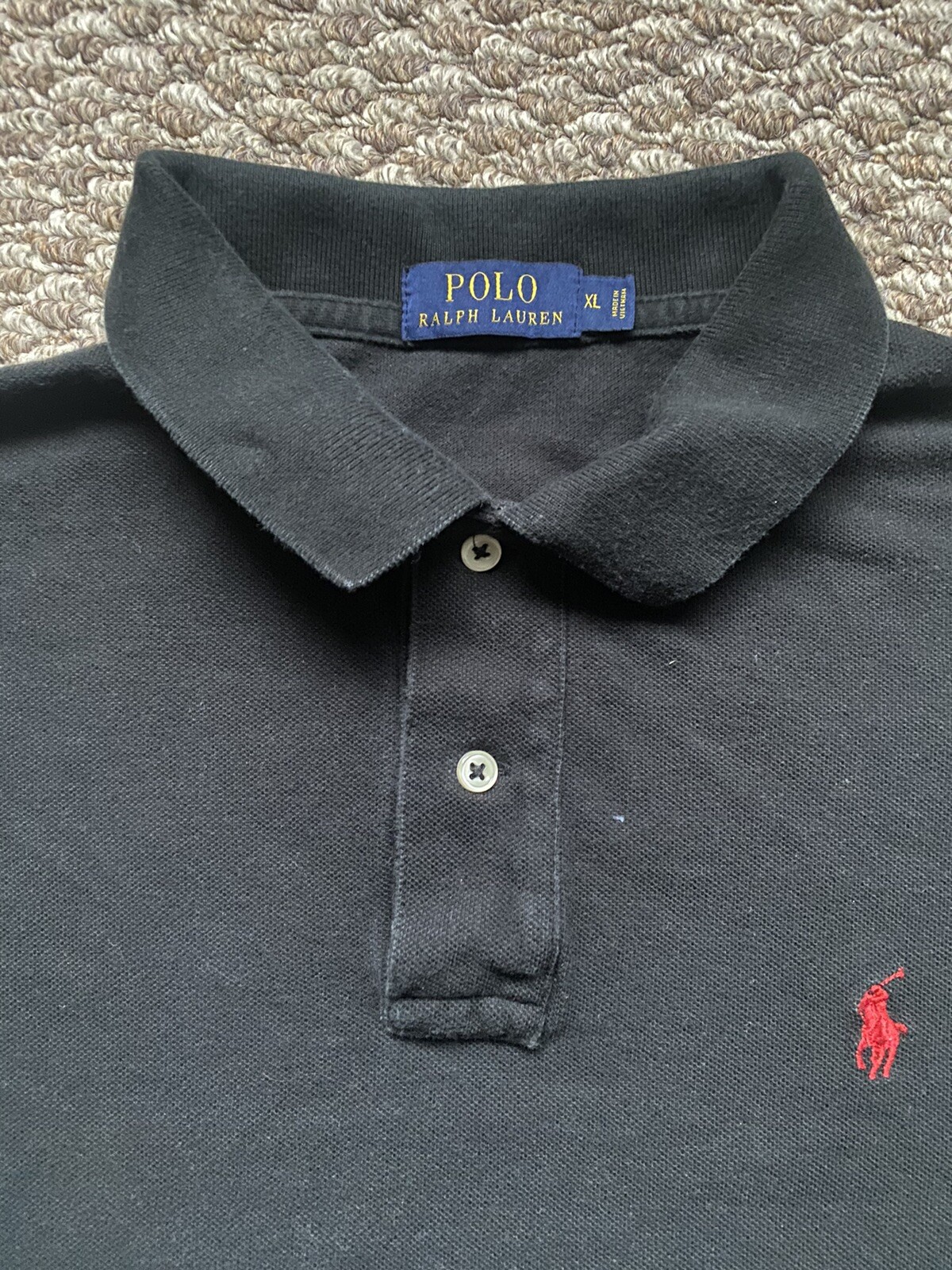 Polo Ralph Lauren Polo Button Black Short Sleeve Shirt Red Pony Mens ...