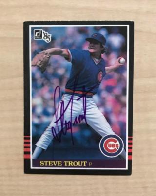 STEVE TROUT CHICAGO CUBS SIGNED AUTOGRAPHED 1985 DONRUSS CARD #198 W ...