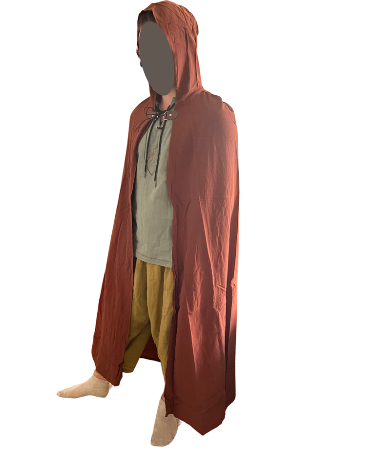 Rustic Linen Medieval Ranger Cloak Hooded LARP Cosplay Robe Knight ...