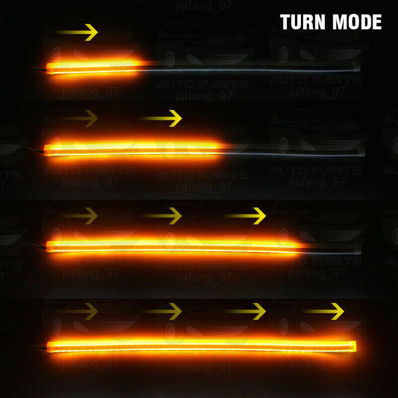 2 x 60CM LED DRL Light RGB Sequential Flexible Turn Signal Strip for ...