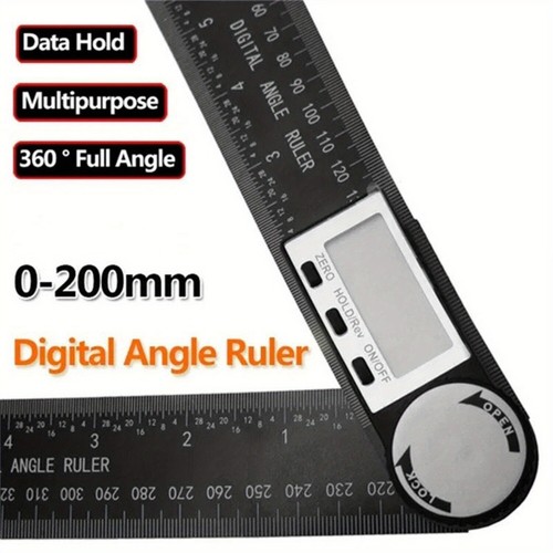 Digital Angle Finder Protractor (8 In/200 mm) Measuring Ruler with LCD ...