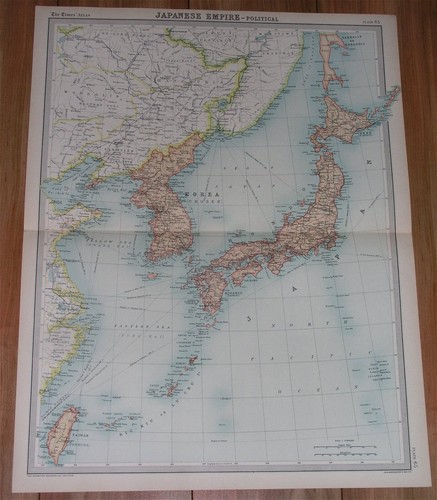 1922 MAP OF JAPAN JAPANESE EMPIRE KOREA TAIWAN SAKHALIN RUSSIA ...
