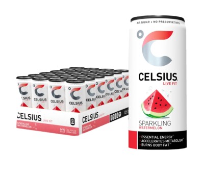 CELSIUS Essential Energy Drink 12 Fl Oz Sparkling Watermelon Pack of 12 ...