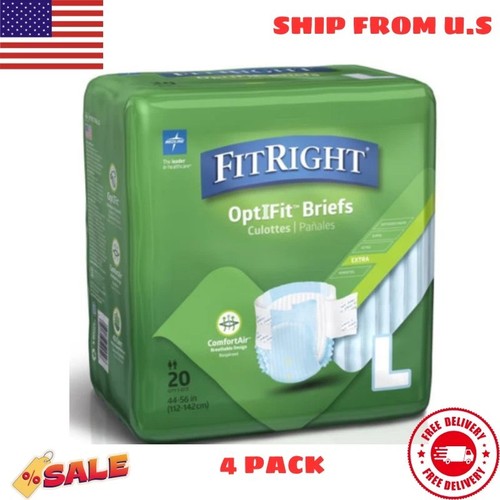 FitRight Ultra Adult Diapers, Incontinence Briefs with Tabs Large 80 Ct ...