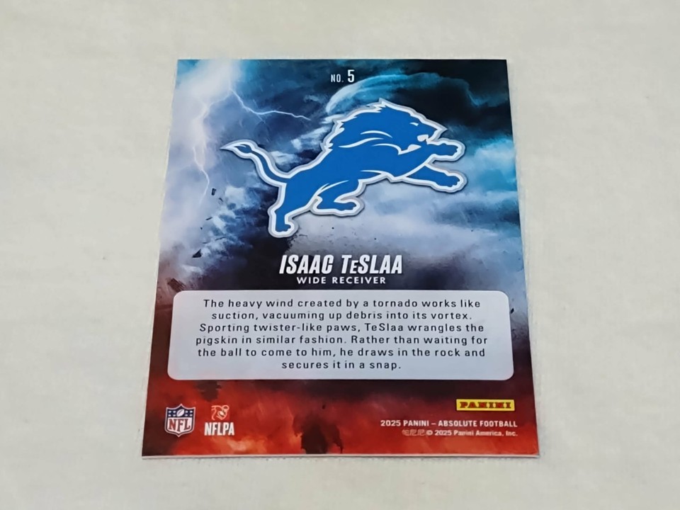 Isaac TeSlaa 2025 Panini Absolute By Storm #5 Rookie Insert Detroit ...