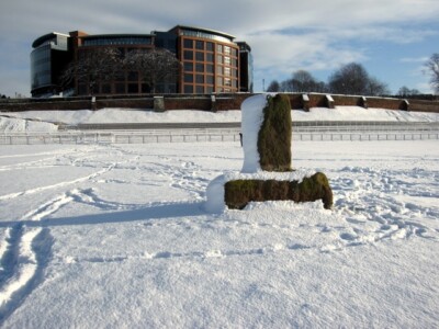 Photo 6x4 Roodee Cross and HQ building Chester This ancient 'cross ...