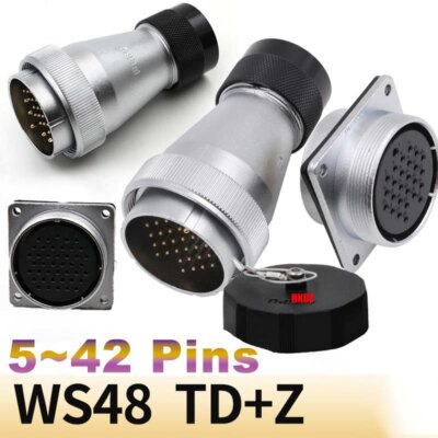 WS48 TD+Z Aviation Plugs Socket 5~42 Pins Male Female Waterproof Cable ...
