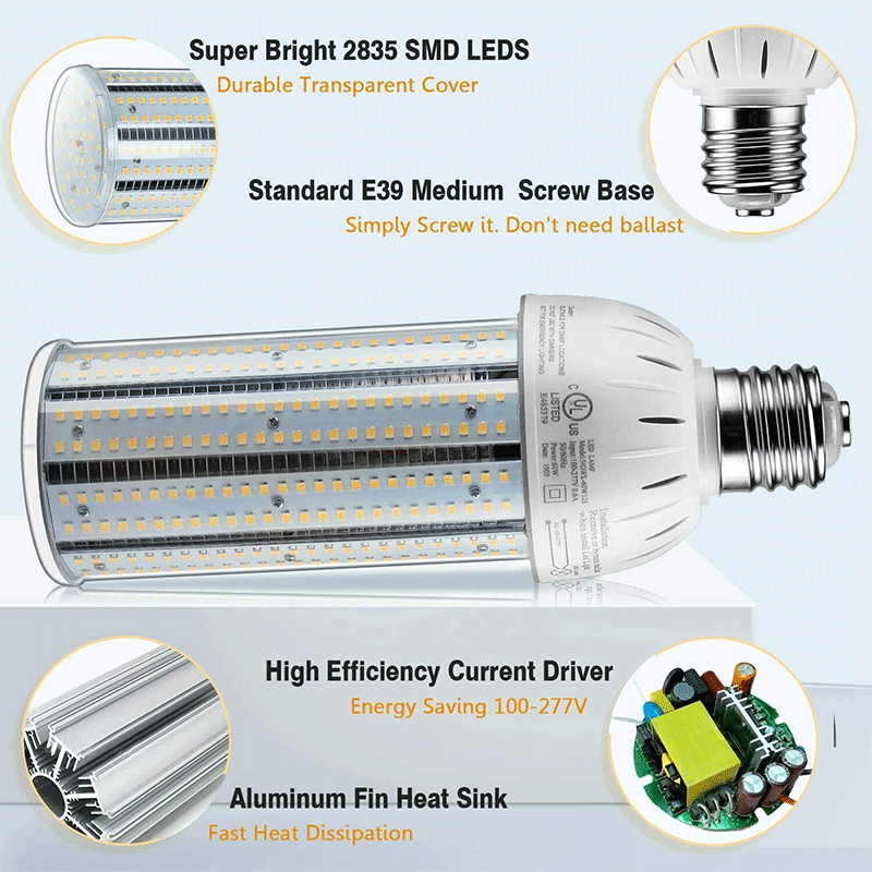 400W MH Parking Lot Shoebox Lights 100W LED Corn Bulb Light Mogul Base ...