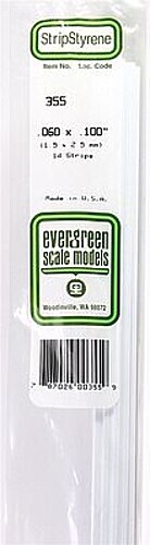 Evergreen Plastic Styrene Strips .060 x .100 x 24 (14) - Model Railroad ...