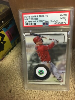 2019 Topps Tribute Stamp of Approval Relics Mtr Mike Trout [PSA 9] /150 ...