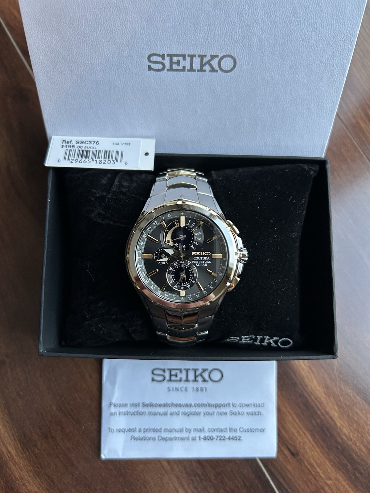 Seiko SSC376 Coutura Gold Solar Powered Chronograph Watch Sapphire MSRP ...