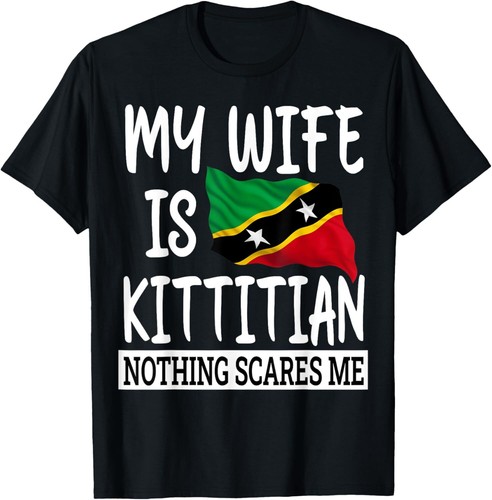 Kittitian Wife Saint Kitts and Nevis Roots Husband Wedding T-Shirt ...