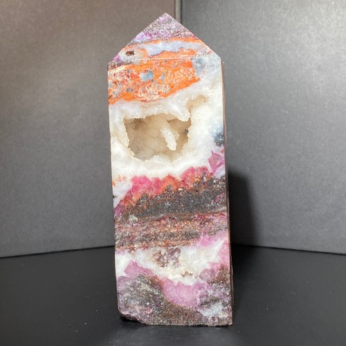 438g Natural Red tourmaline Obelisk Quartz Crystal Wand Tower Point ...
