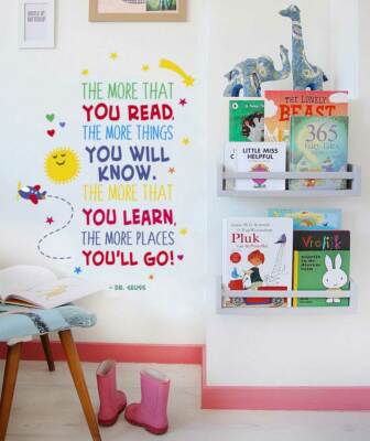 Dr Seuss "The more you read" Wall Quote Sticker Nursery Kids Decor Art ...
