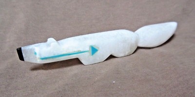 Native Zuni White Alabaster Wolf Fetish with heartline by Gabriel Quam ...