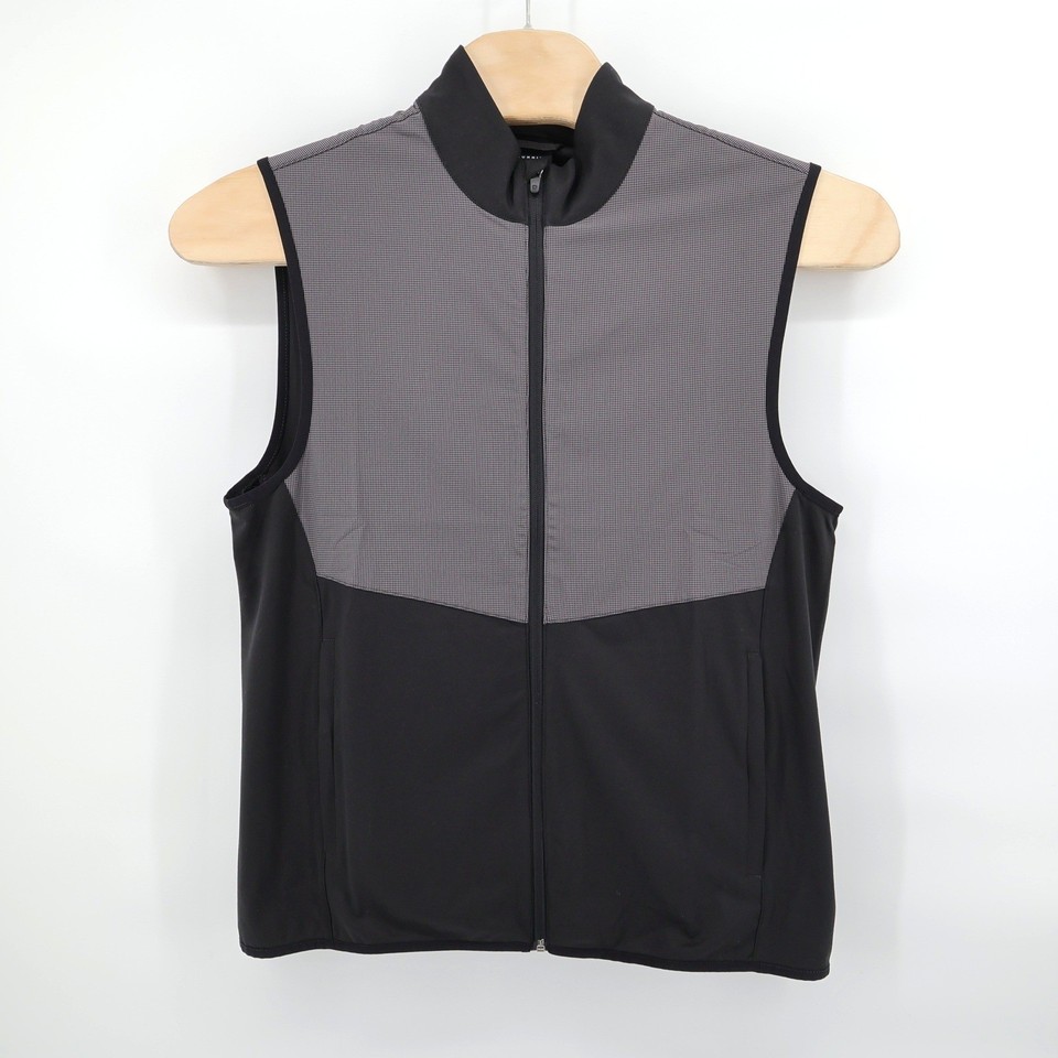 NEW DUNNING GOLF Vest Millden Performance Black Grey Check Full Zip ...