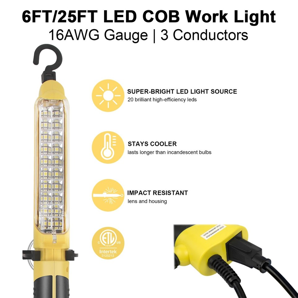 LED Trouble Light, Handheld Corded Work Lights with Strong Magnet ...