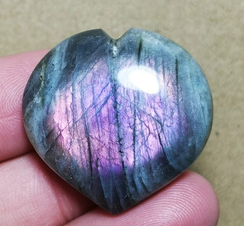 Raw NATURAL Rainbow Purple Labradorite Stone QUARTZ CRYSTAL Heart Reiki ...