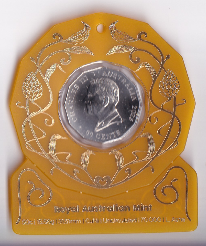AUSTRALIAN: 2025 50 CENT CHRISTMAS FESTIVE FLORALS COLOURED UNC COIN # ...