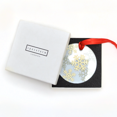 Spaceform London Eggnog Yellow Snowflake Solid Glass Christmas Keepsake ...