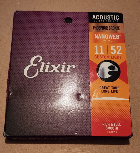 Elixir 16027 Nanoweb Phosphor Bronze Acoustic Guitar Strings Custom ...
