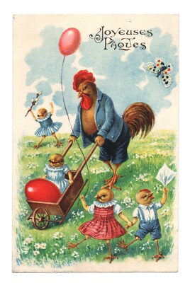 CPA Easter. Rooster And Chicks Position Remy Human | eBay