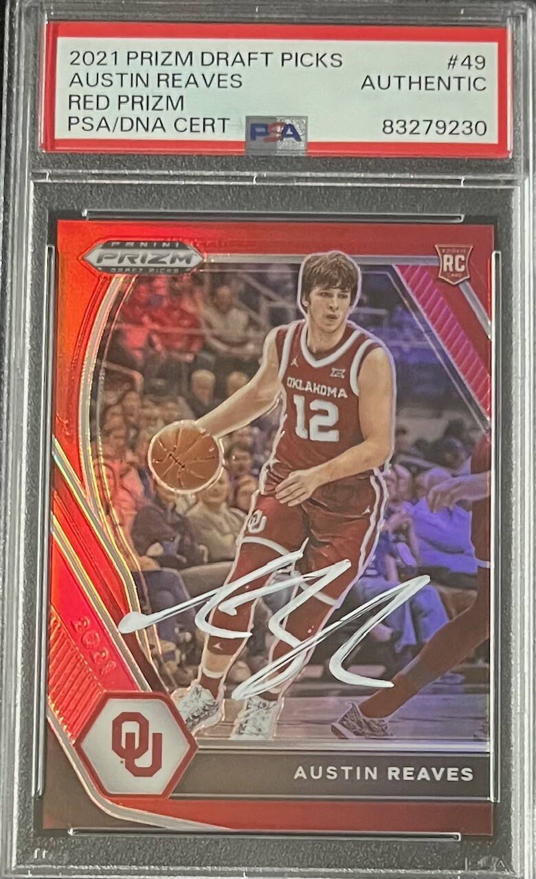 Austin Reaves 2021 Panini Red Prizm Signed Rookie Card #49 Auto PSA 281 ...