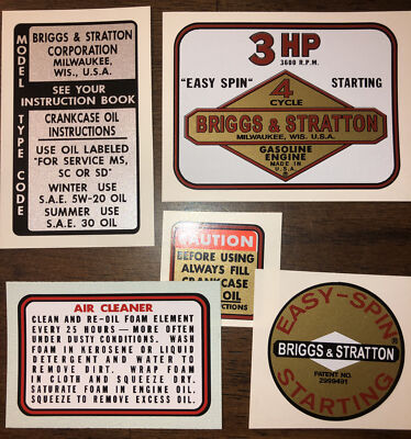 Briggs & Stratton Minibike label 3-hp old school, Set of 5 | eBay UK